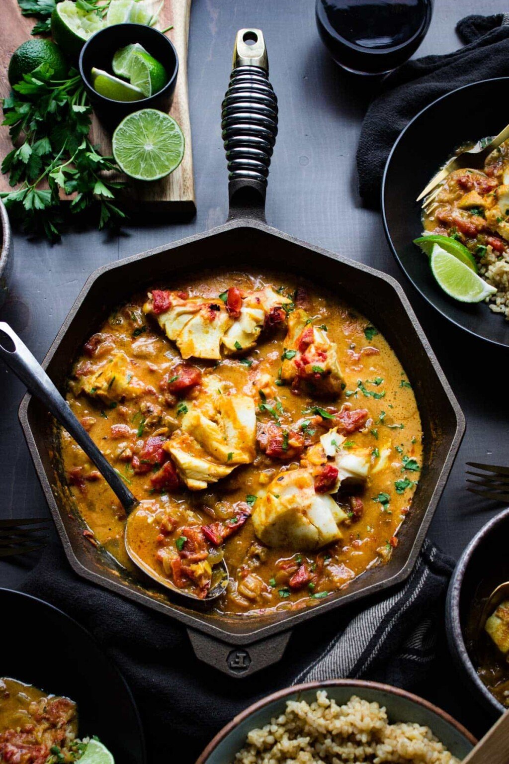 Coconut Tomato Curry with Cod & Brown Rice - Pass Me Some Tasty