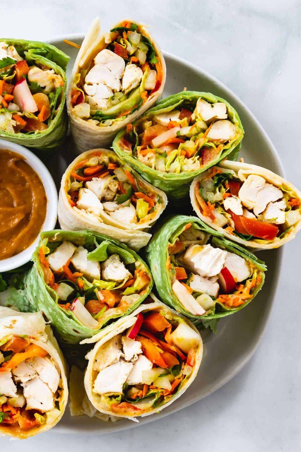 Thai Chicken Wraps with Peanut Sauce - Pass Me Some Tasty