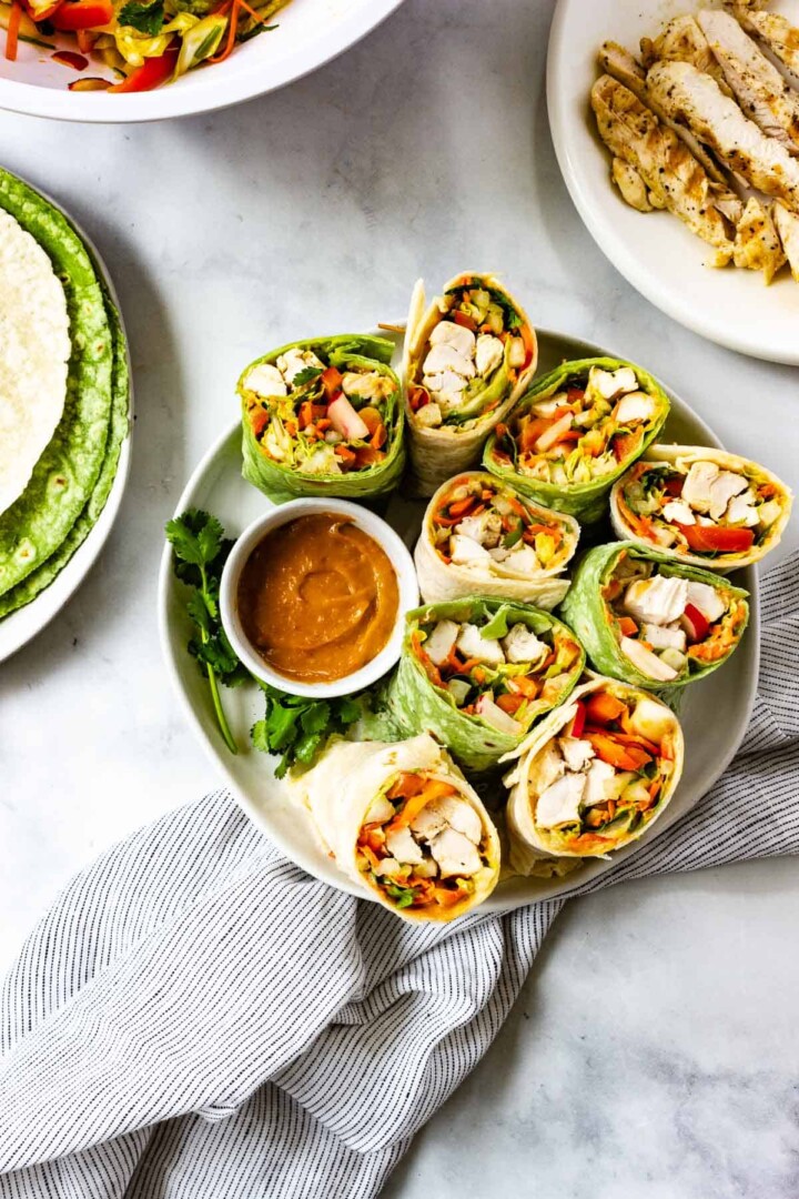 Thai Chicken Wraps with Peanut Sauce - Pass Me Some Tasty